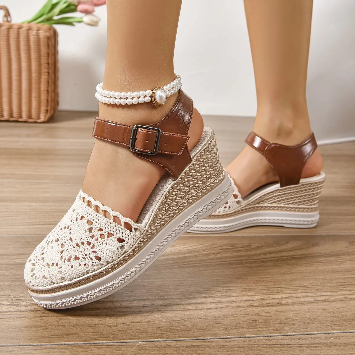 Round Toe Wedge Sandals